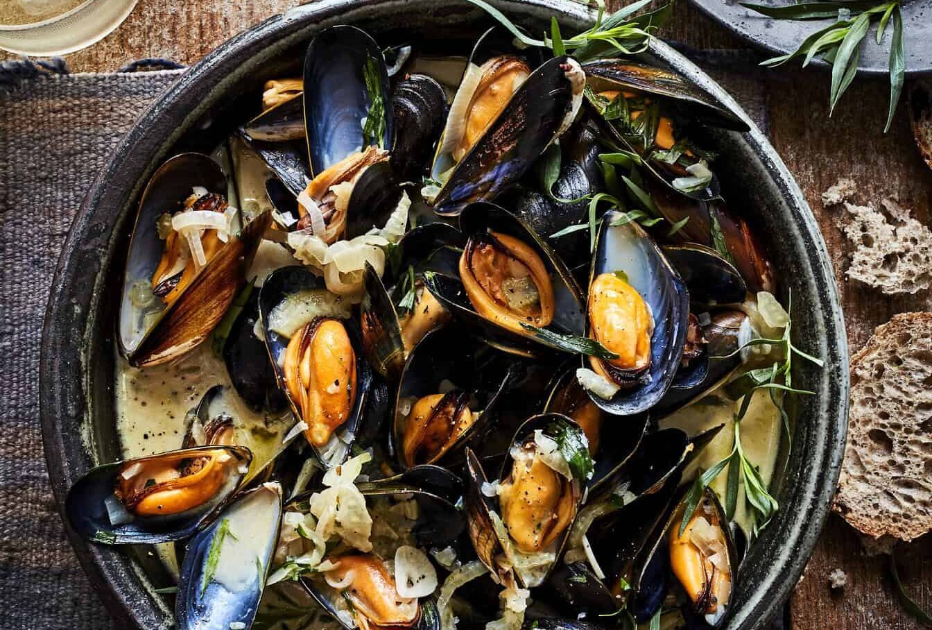 Mosselen met dragon en vermout