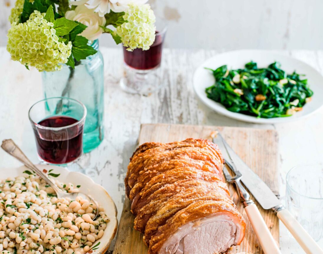 Varkenslende met witte bonen en mosterd